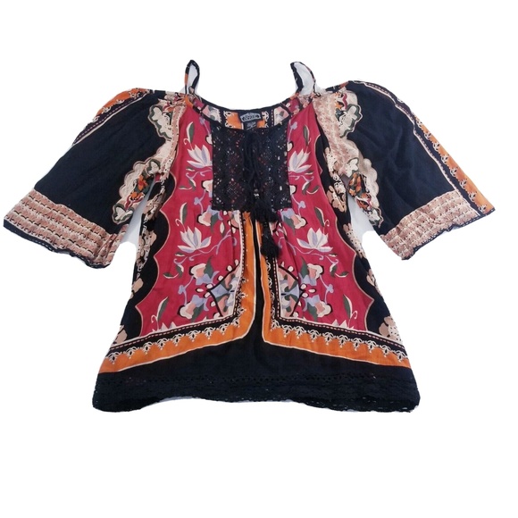 Angie | Tops | Angie Cold Shoulder Blouse Women Size Small Crochet ...